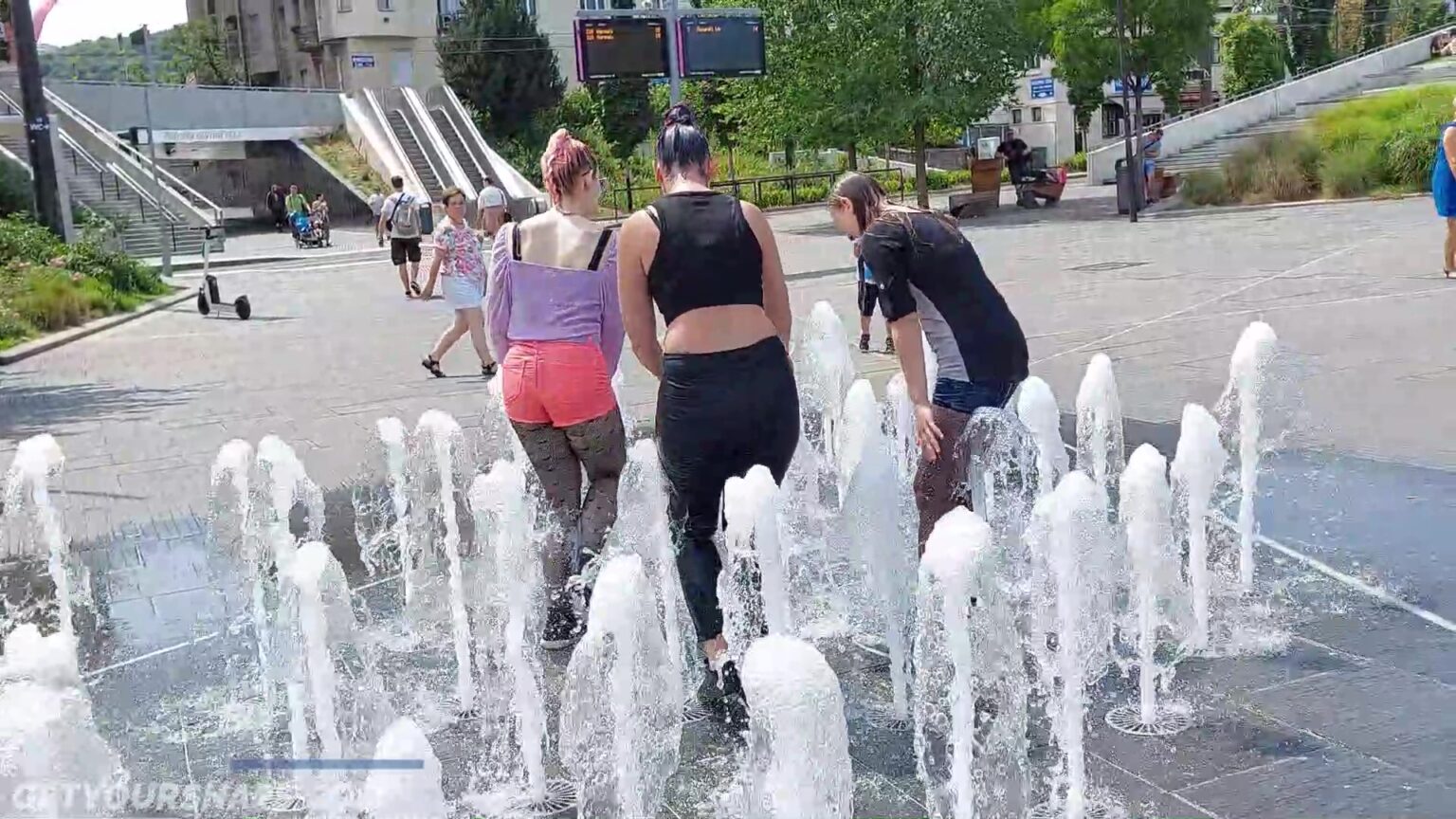3 girls in the fountain – by Pinkie, Luna and Mona - Girls in Wet Clothes