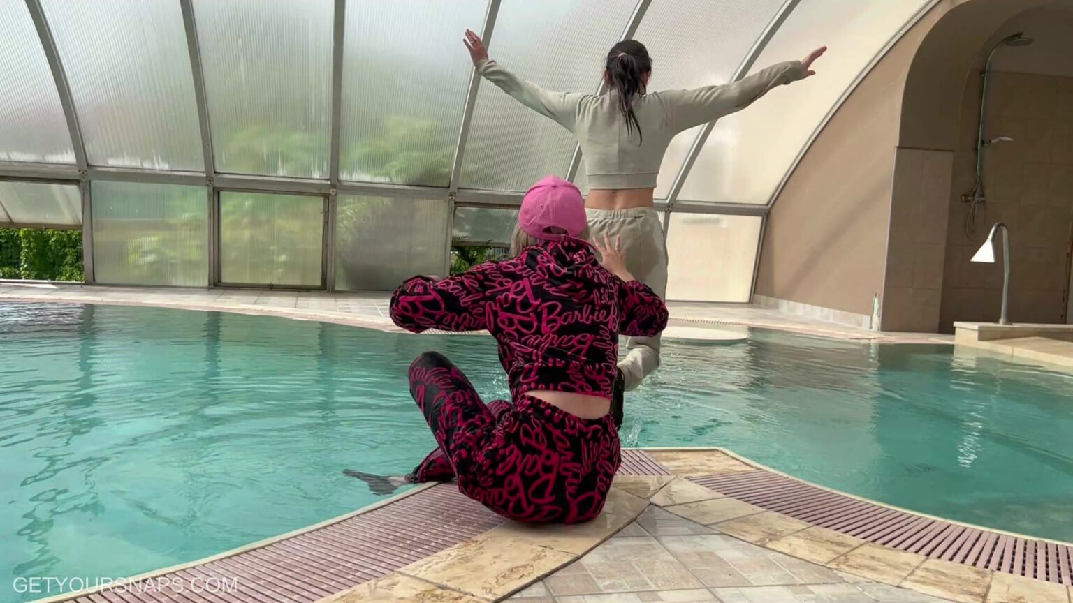 Olga and Ariana in the pool - Girls in Wet Clothes