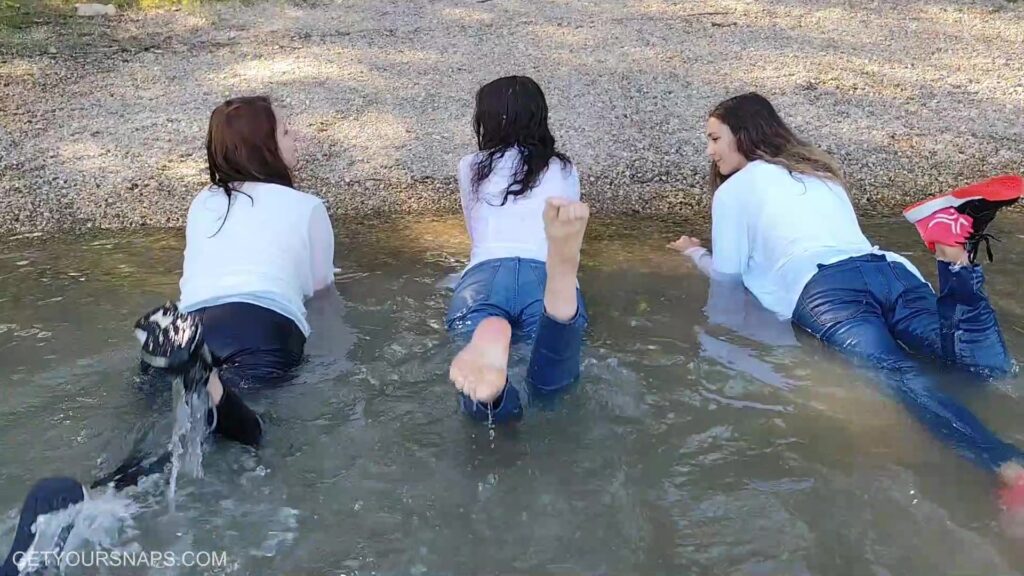Alysaa, Vicky and Violet in transparent white top - Girls in Wet Clothes