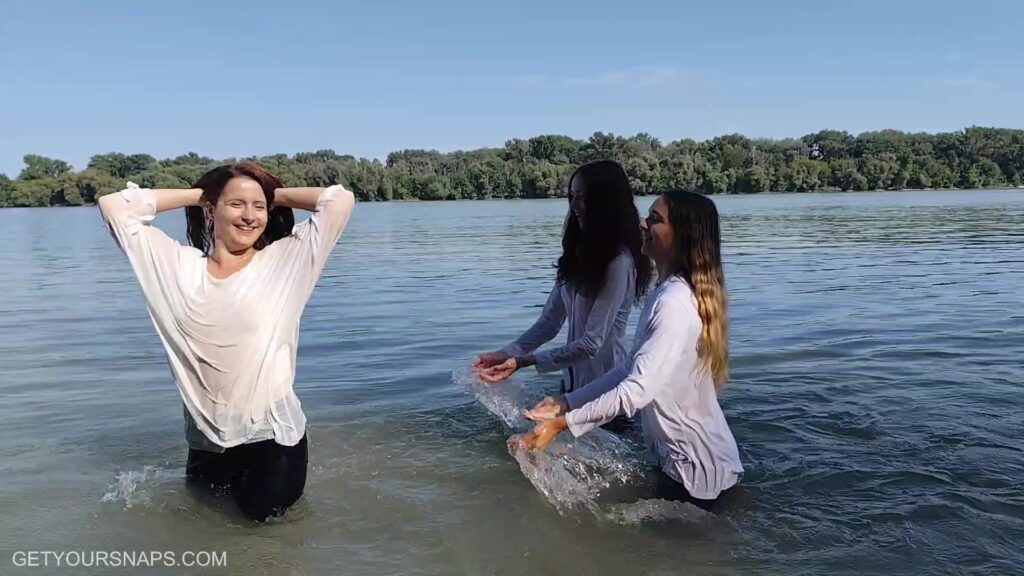 Alysaa, Vicky and Violet in transparent white top - Girls in Wet Clothes